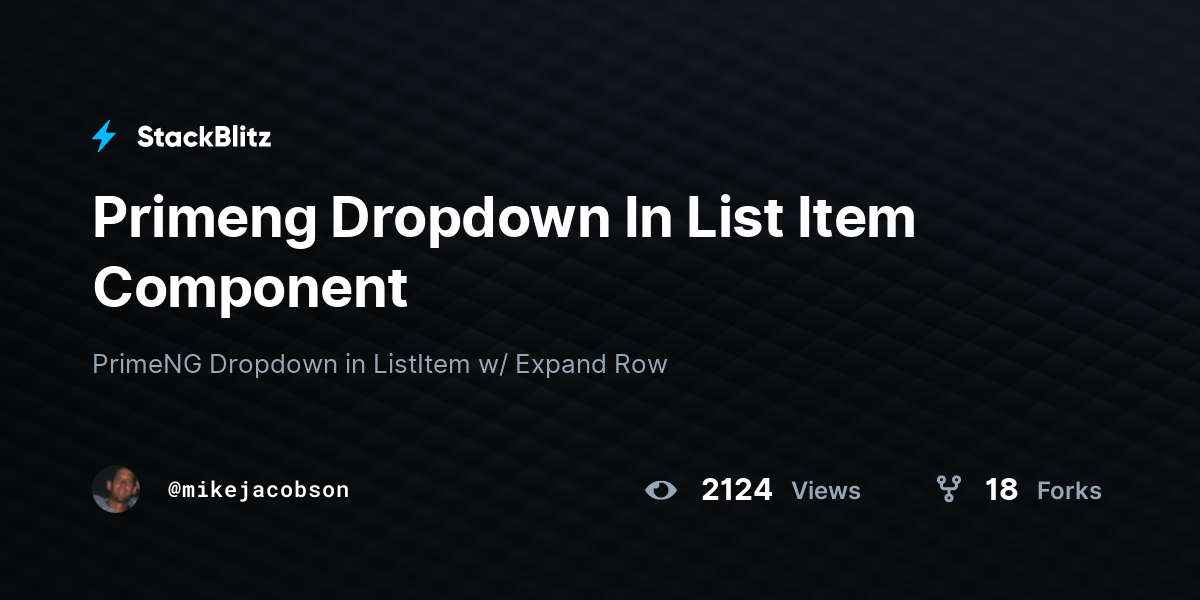 Primeng Dropdown In List Item Component - StackBlitz