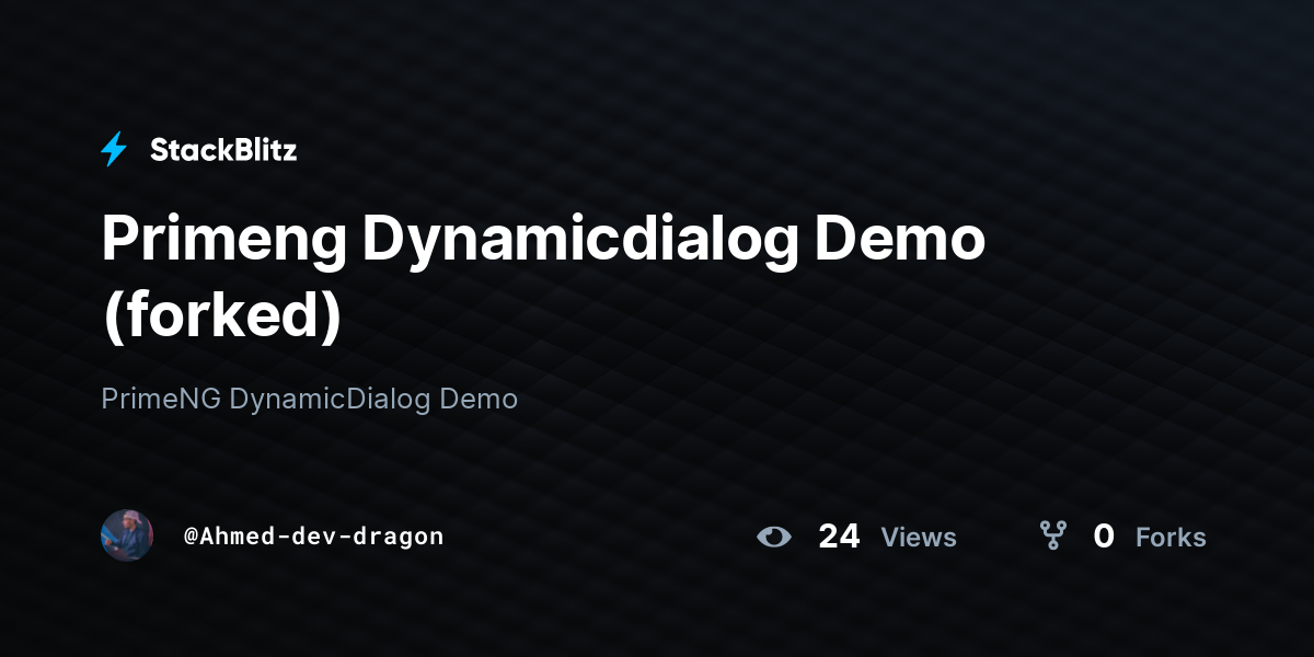 Primeng Dynamicdialog Demo (forked) - StackBlitz