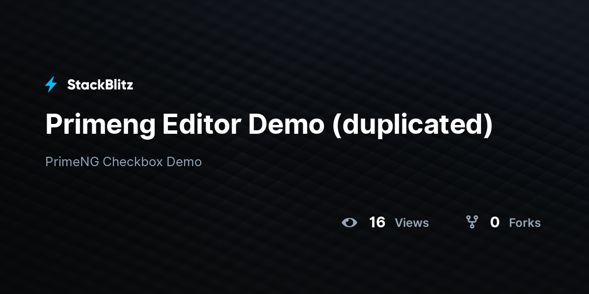 Primeng Editor Demo (duplicated) - StackBlitz