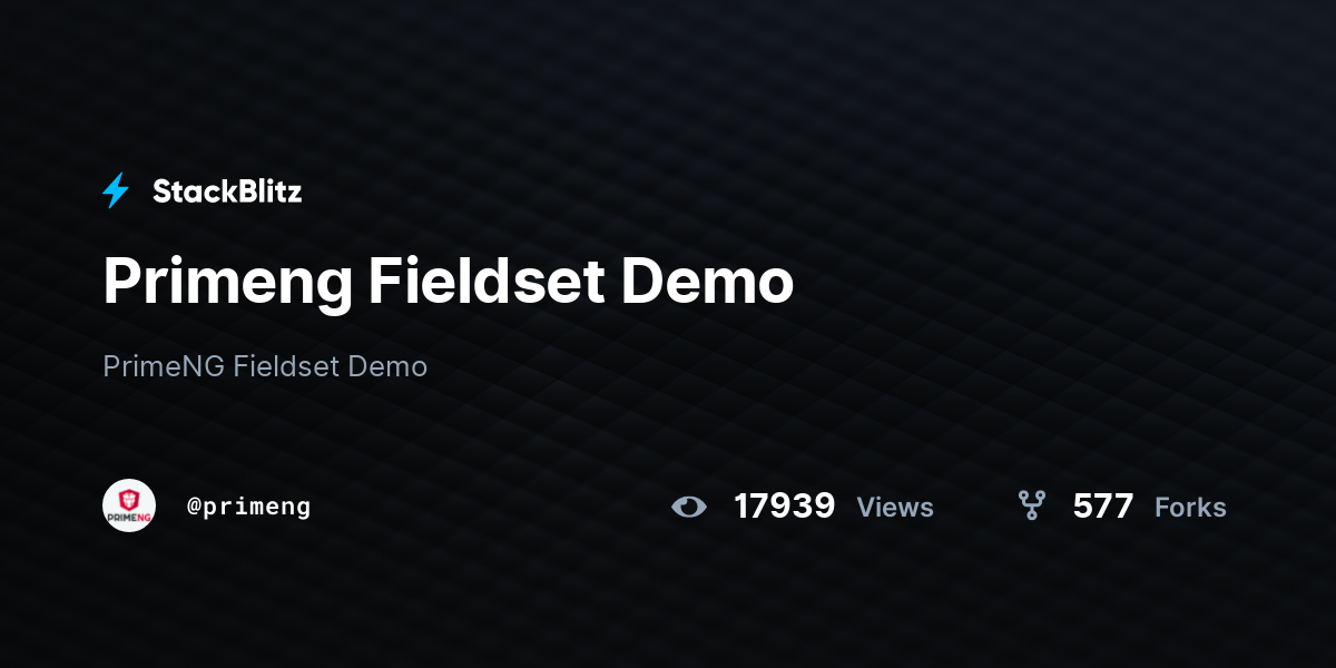 Primeng Fieldset Demo - StackBlitz