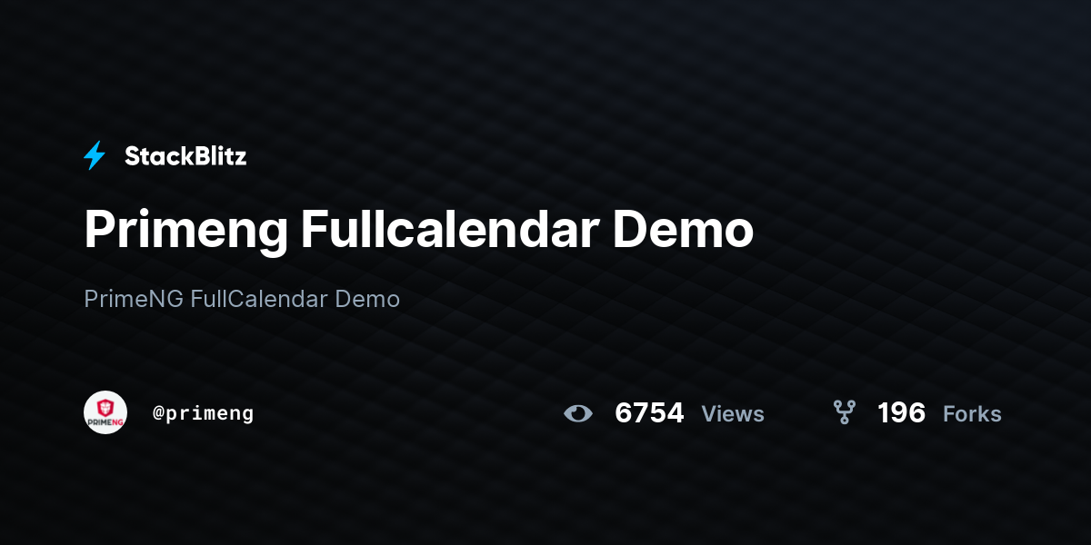 Primeng Fullcalendar Demo - StackBlitz Primeng Fullcalendar Demo - StackBlitz