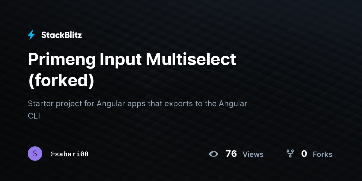 Primeng Input Multiselect (forked) - StackBlitz Primeng Input Multiselect (forked) - StackBlitz