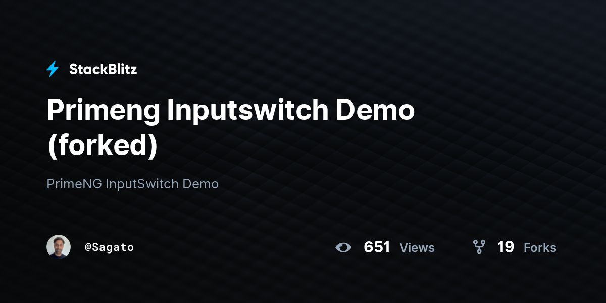 Primeng Inputswitch Demo (forked) - StackBlitz