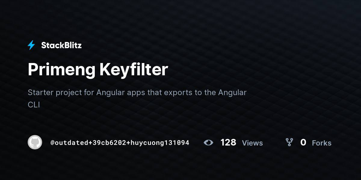 Primeng Keyfilter - StackBlitz Primeng Keyfilter - StackBlitz