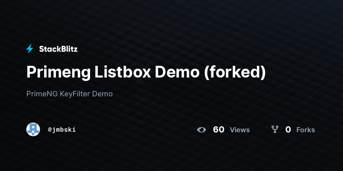 Primeng Listbox Demo (forked) - StackBlitz