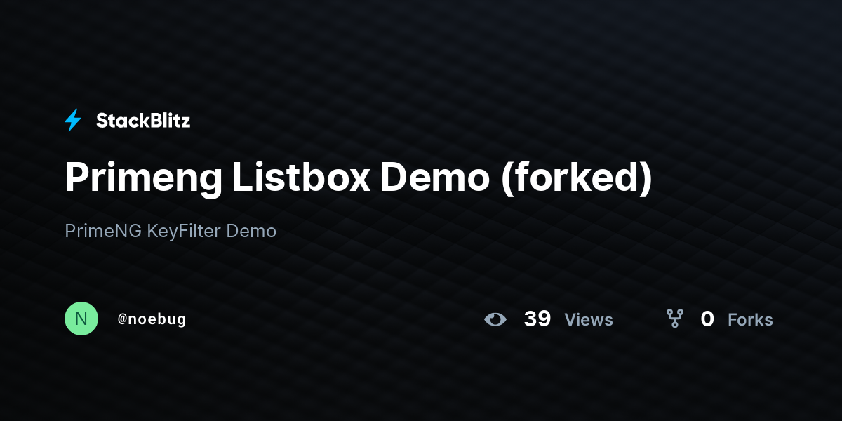 Primeng Listbox Demo (forked) - StackBlitz
