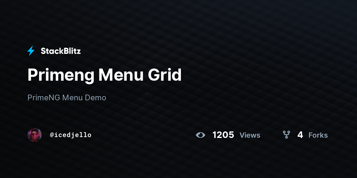 Primeng Menu Grid - StackBlitz