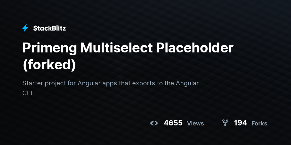 Primeng Multiselect Placeholder Forked Stackblitz