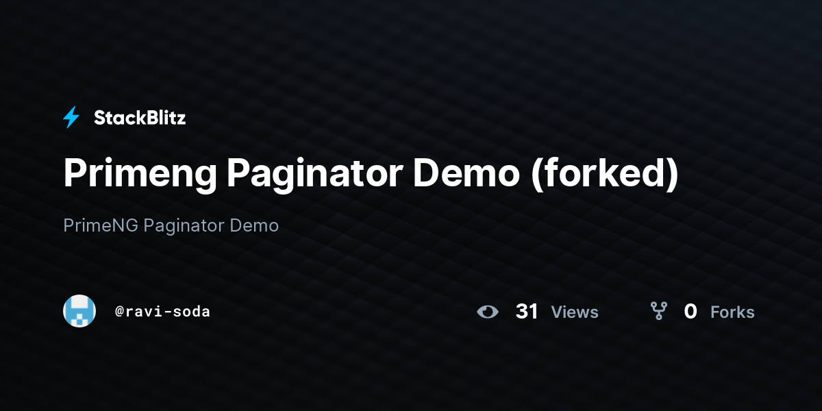 Primeng Paginator Demo (forked) - StackBlitz Primeng Paginator Demo (forked) - StackBlitz
