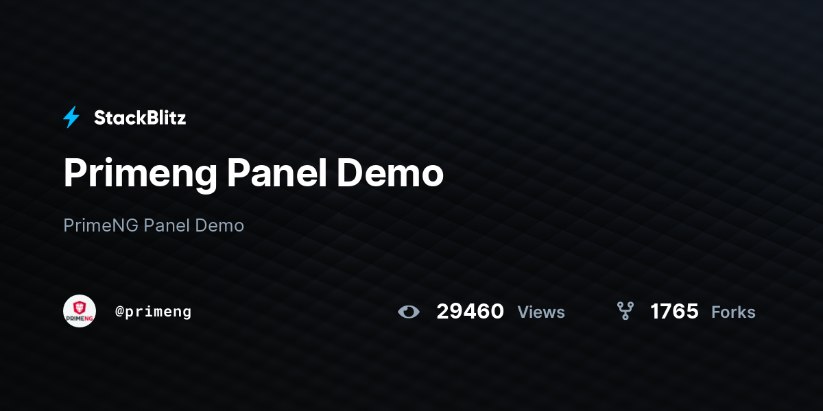 Primeng Panel Demo - StackBlitz