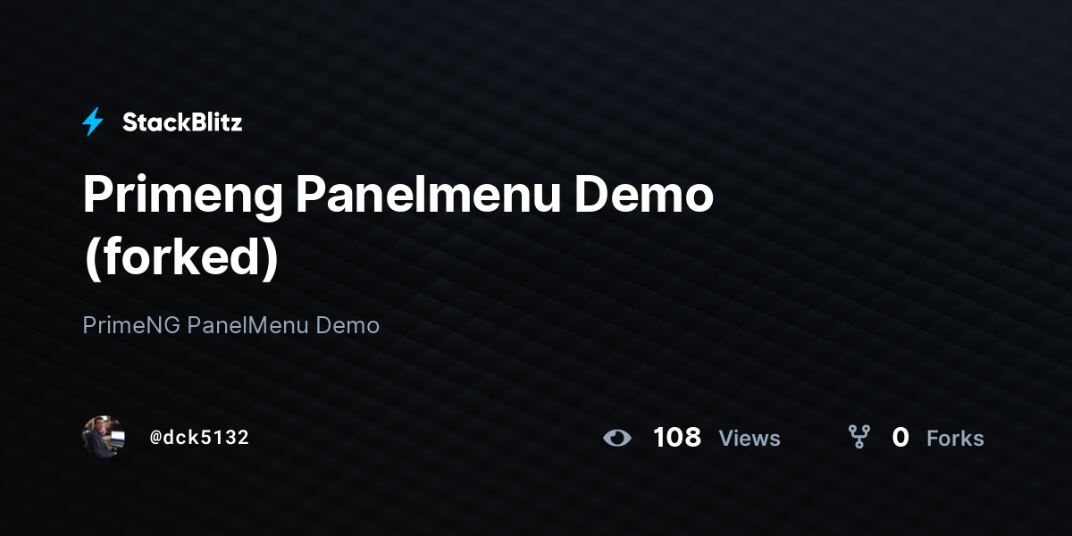Primeng Panelmenu Demo (forked) - StackBlitz Primeng Panelmenu Demo (forked) - StackBlitz