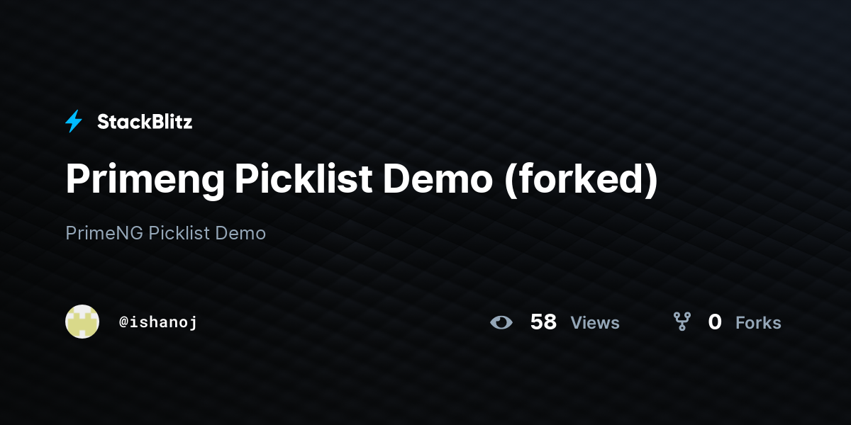 Primeng Picklist Demo Forked Stackblitz