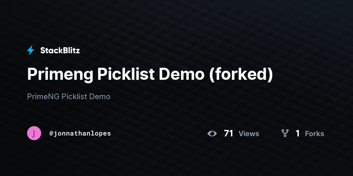 Primeng Picklist Demo (forked) - StackBlitz