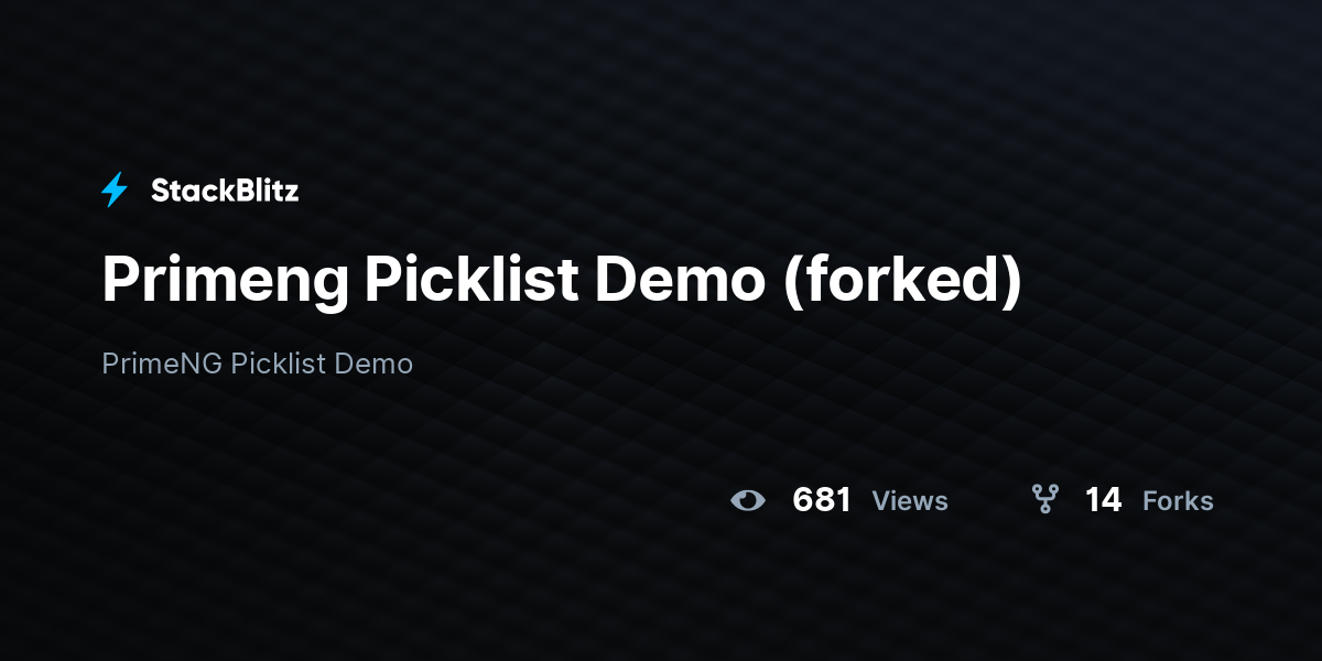 Primeng Picklist Demo (forked) - StackBlitz