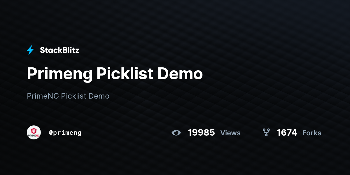Primeng Picklist Demo Stackblitz