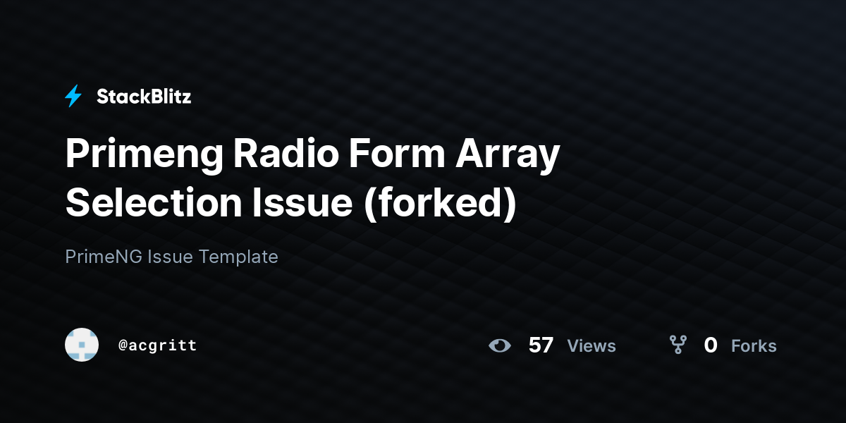 Primeng Radio Form Array Selection Issue (forked) - StackBlitz