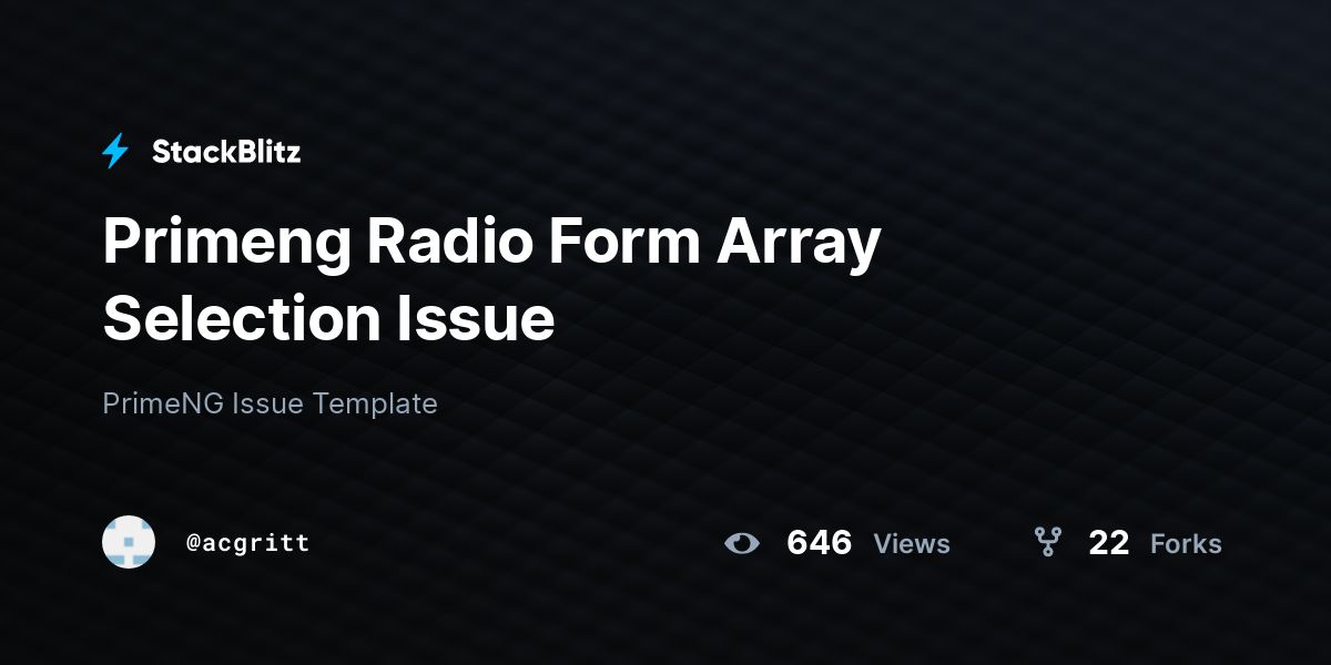 Primeng Radio Form Array Selection Issue - StackBlitz