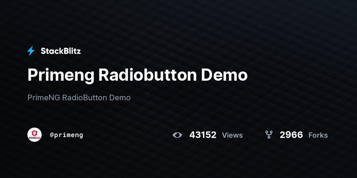 Primeng Radiobutton Demo Stackblitz 