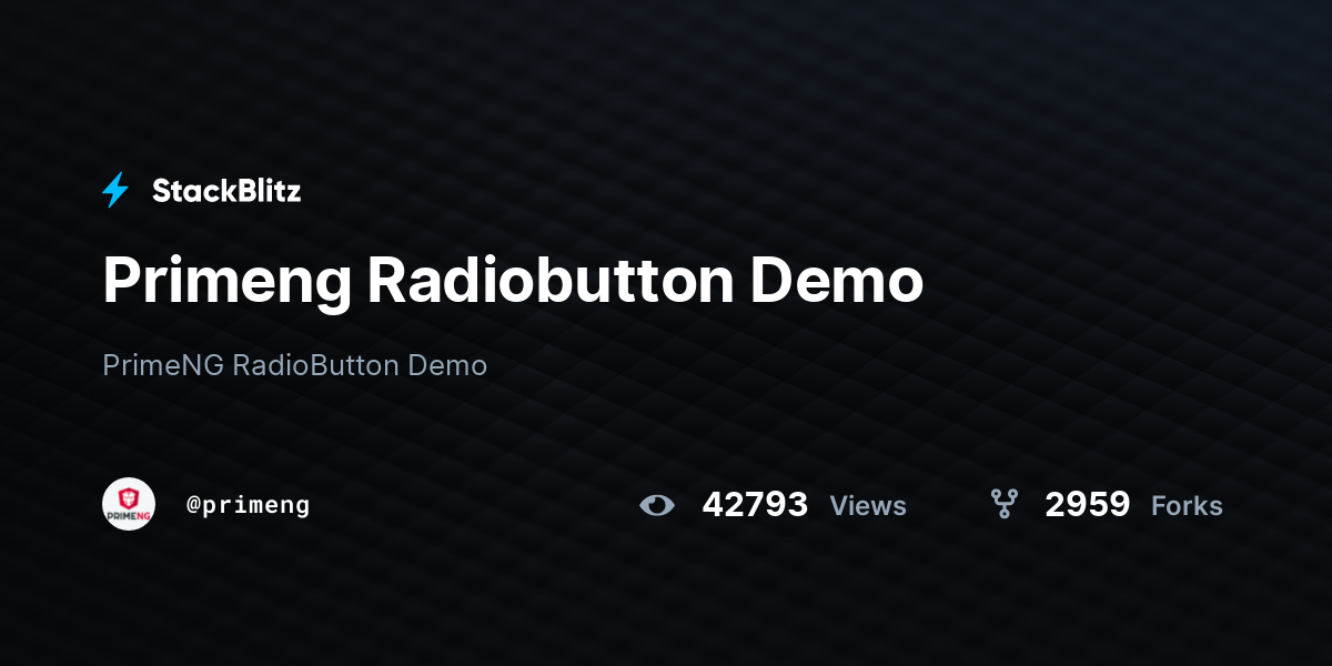Primeng Radiobutton Demo - StackBlitz Primeng Radiobutton Demo - StackBlitz