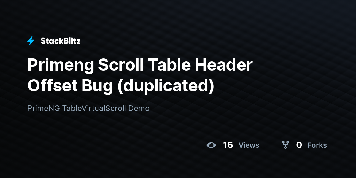 Primeng Scroll Table Header Offset Bug (duplicated) - StackBlitz