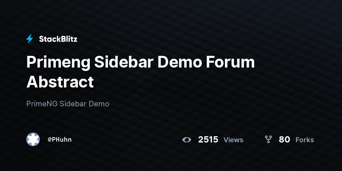 Primeng Sidebar Demo Forum Abstract - StackBlitz