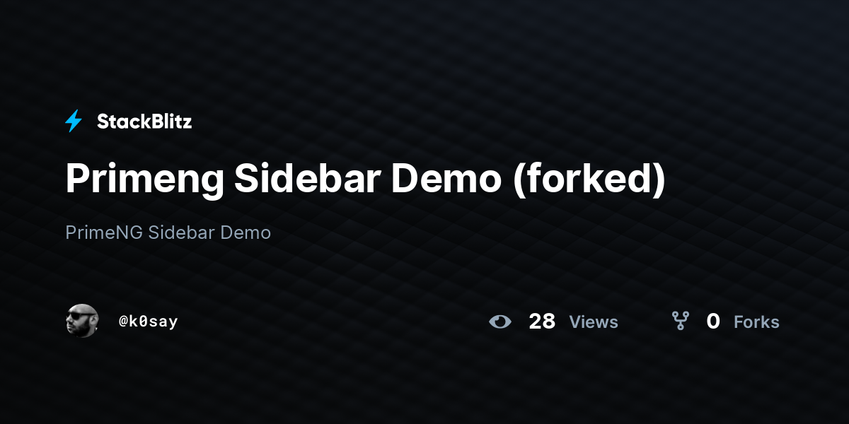Primeng Sidebar Demo (forked) - StackBlitz Primeng Sidebar Demo (forked) - StackBlitz