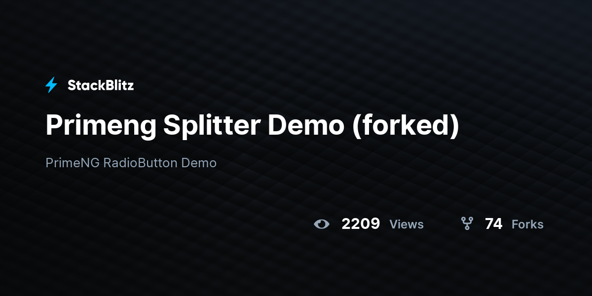Primeng Splitter Demo Forked Stackblitz