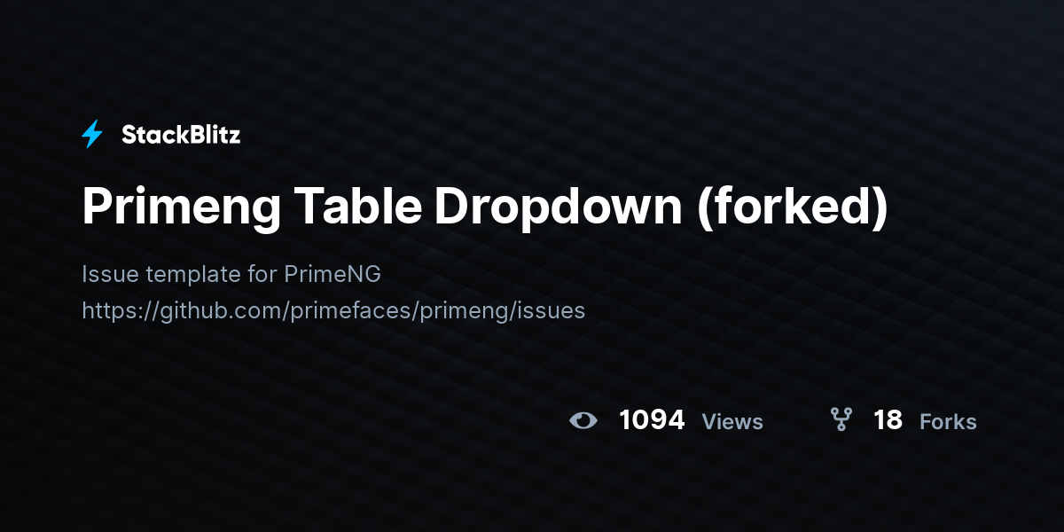 Primeng Table Dropdown (forked) - StackBlitz