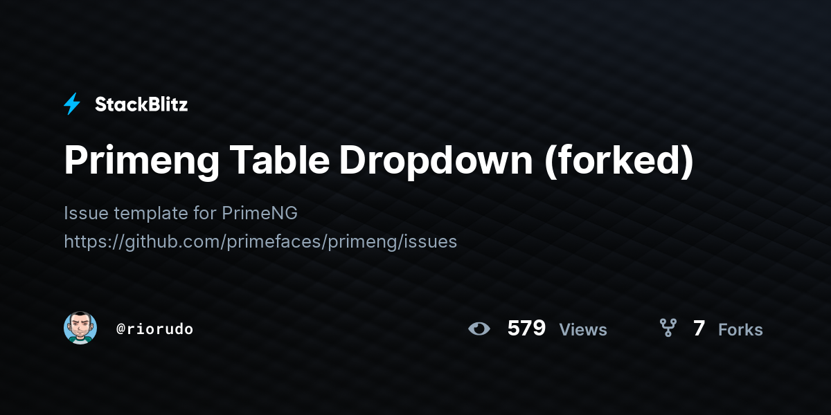 Primeng Table Dropdown (forked) - StackBlitz