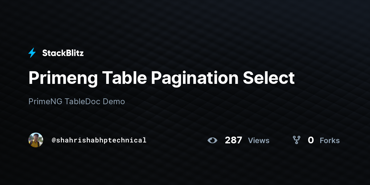 Primeng Table Pagination Select - StackBlitz