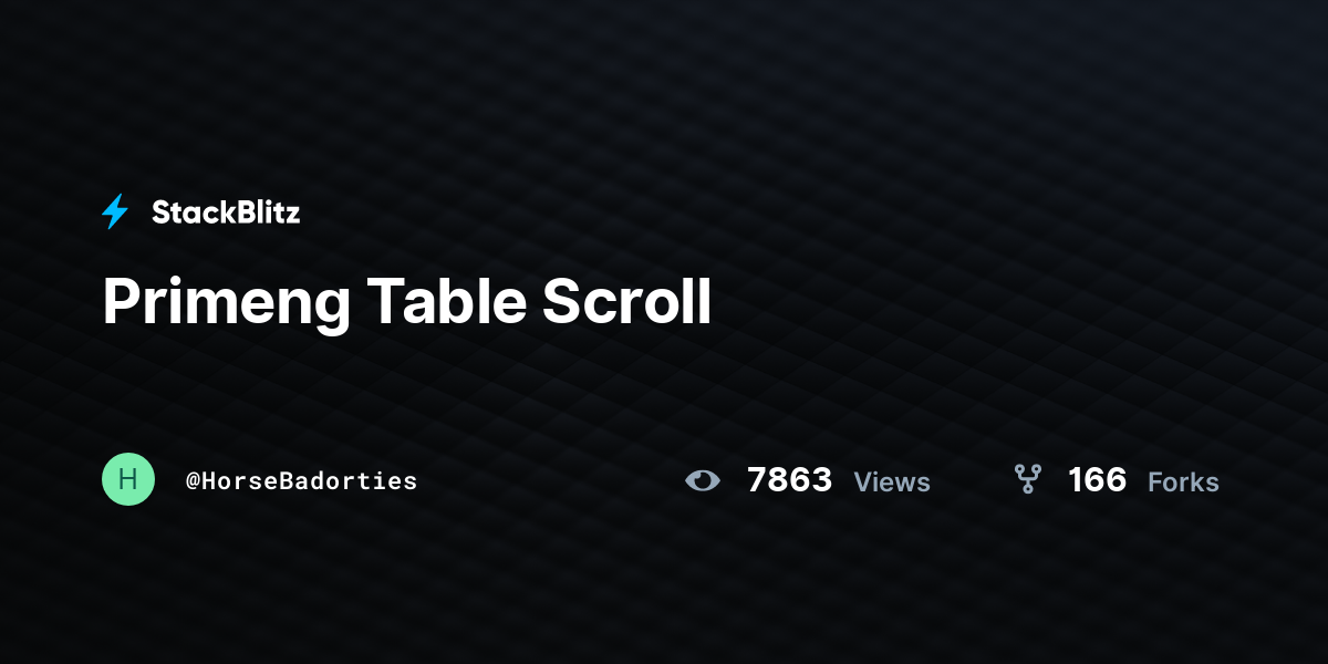 Primeng Table Scroll - StackBlitz Primeng Table Scroll - StackBlitz