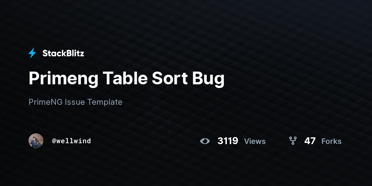Primeng Table Sort Bug - StackBlitz