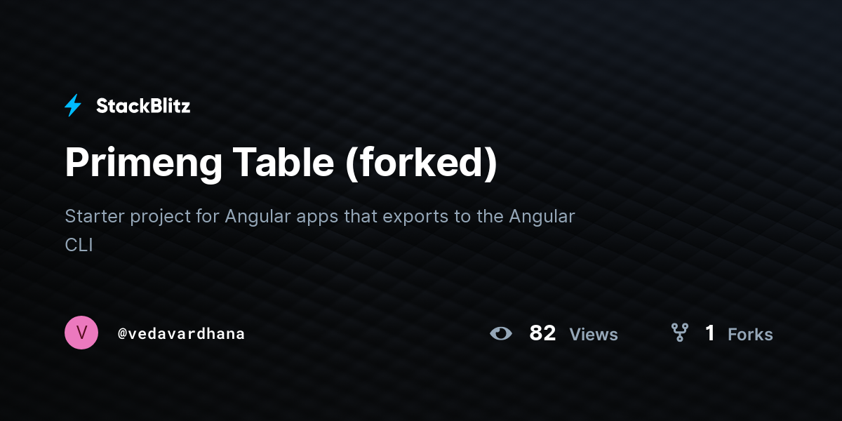 Primeng Table (forked) - StackBlitz Primeng Table (forked) - StackBlitz