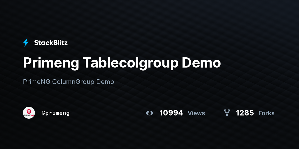 Primeng Tablecolgroup Demo - StackBlitz