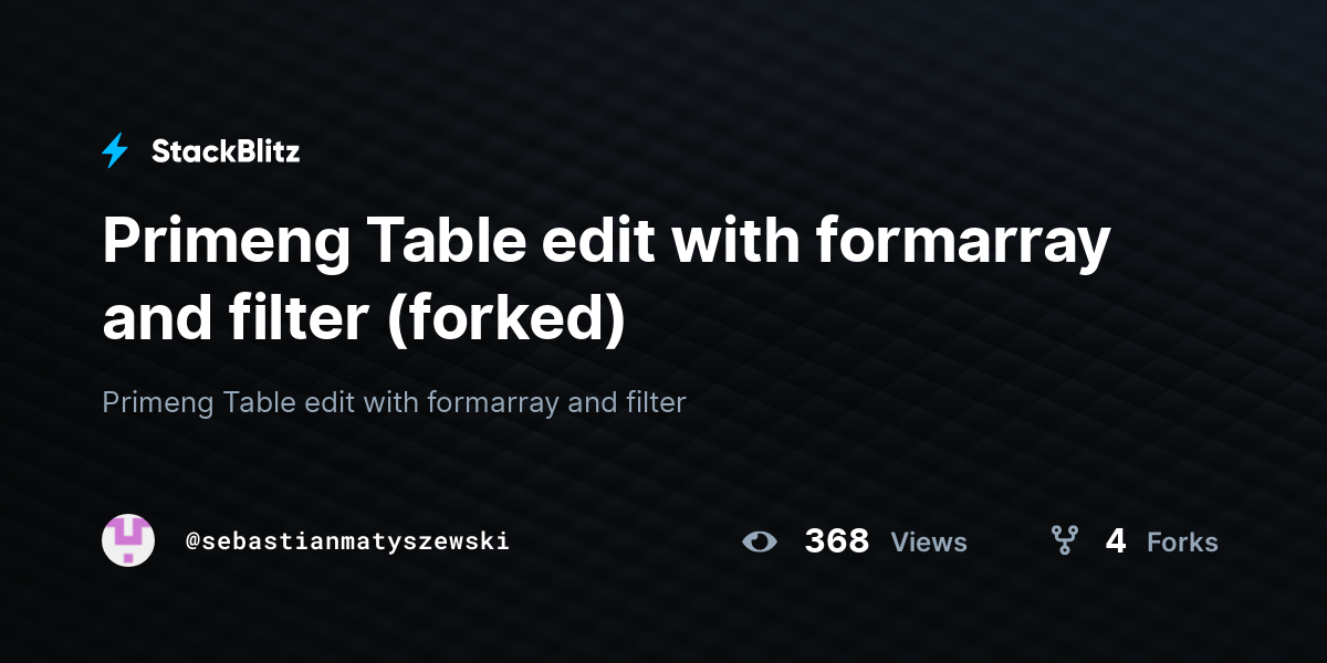 Primeng Table edit with formarray and filter (forked) - StackBlitz