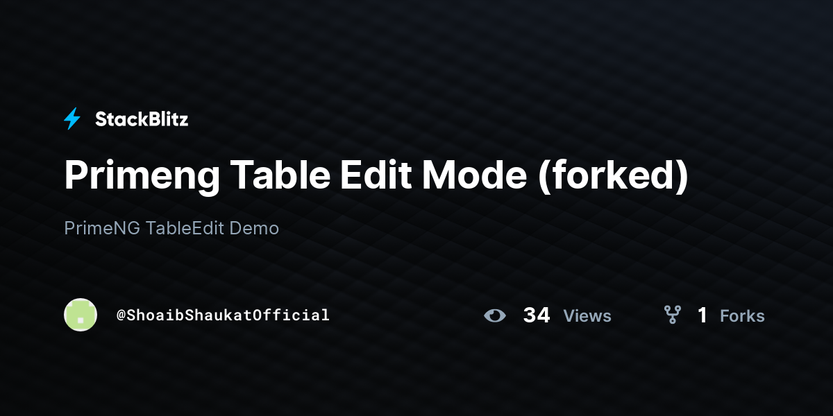 Primeng Table Edit Mode (forked) - StackBlitz