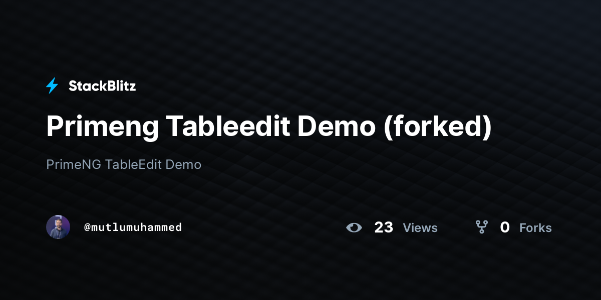 Primeng Tableedit Demo (forked) - StackBlitz