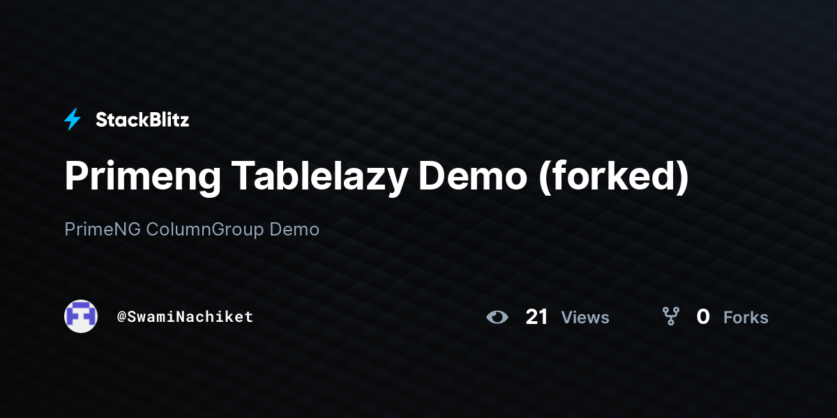 Primeng Tablelazy Demo (forked) - StackBlitz