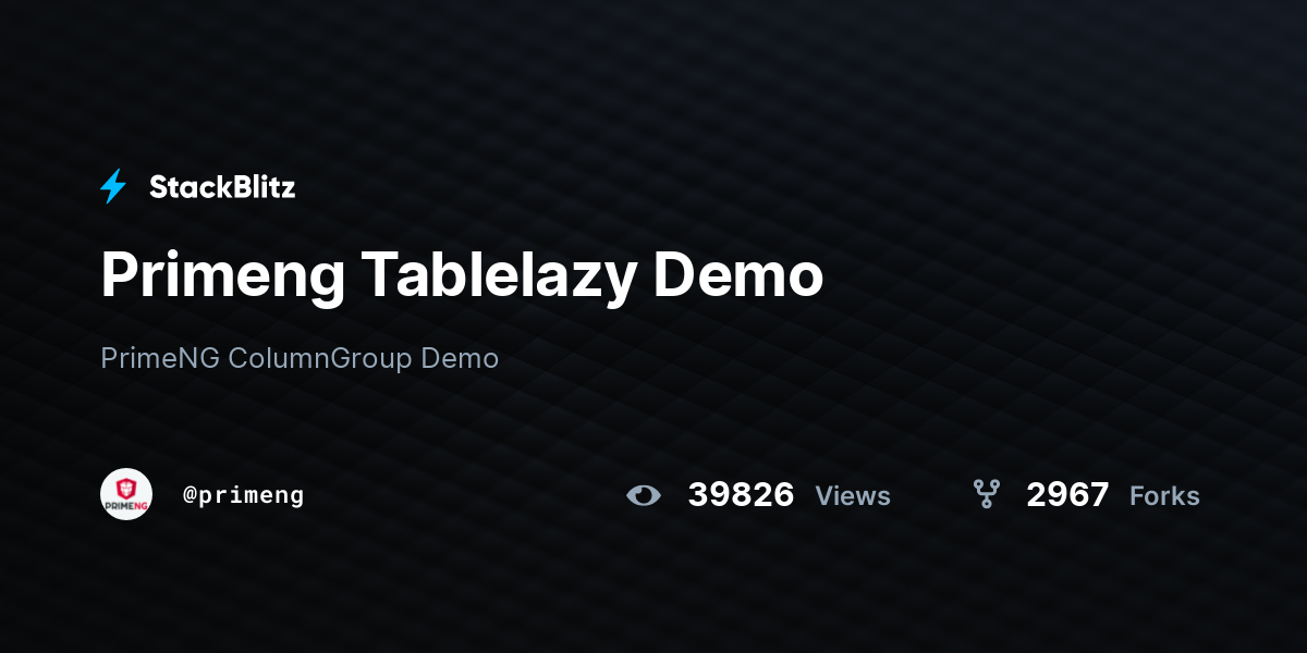 Primeng Tablelazy Demo - StackBlitz Primeng Tablelazy Demo - StackBlitz