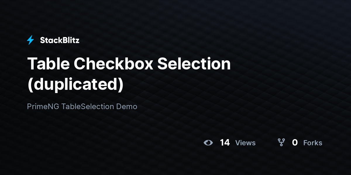 Table Checkbox Selection (duplicated) - StackBlitz