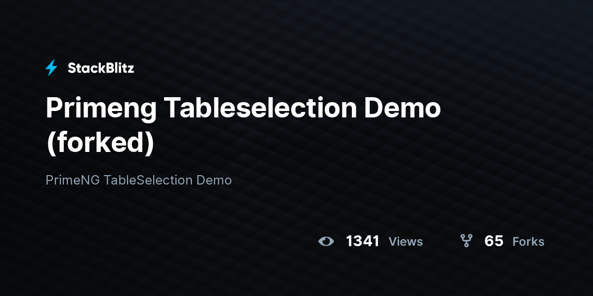 Primeng Tableselection Demo (forked) - StackBlitz