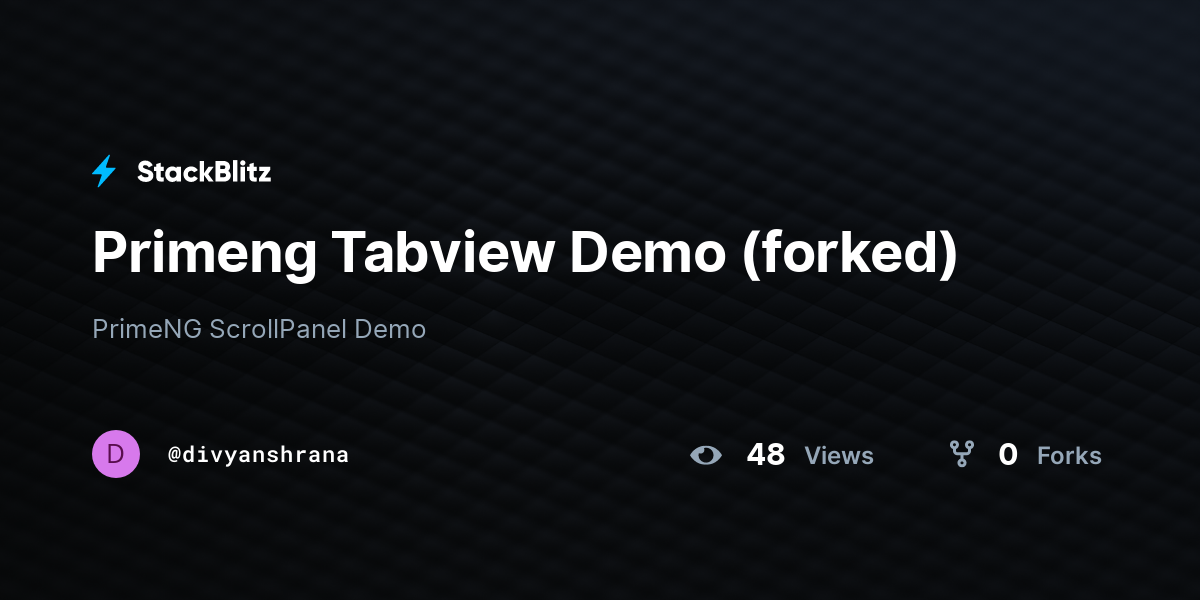 Primeng Tabview Demo (forked) - StackBlitz Primeng Tabview Demo (forked) - StackBlitz