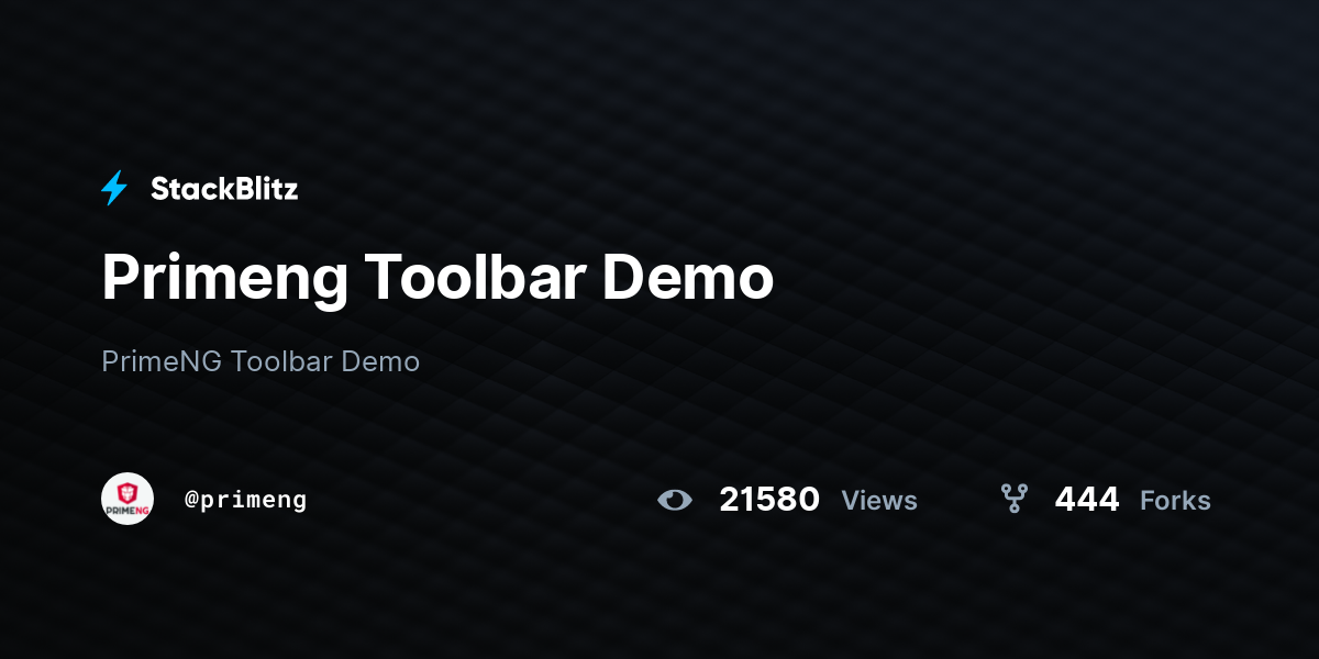 Primeng Toolbar Demo - StackBlitz