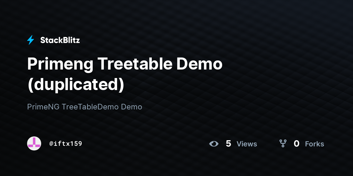 Primeng Treetable Demo (duplicated) - StackBlitz