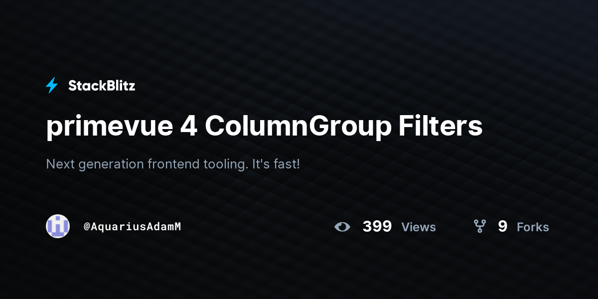 primevue 4 ColumnGroup Filters - StackBlitz