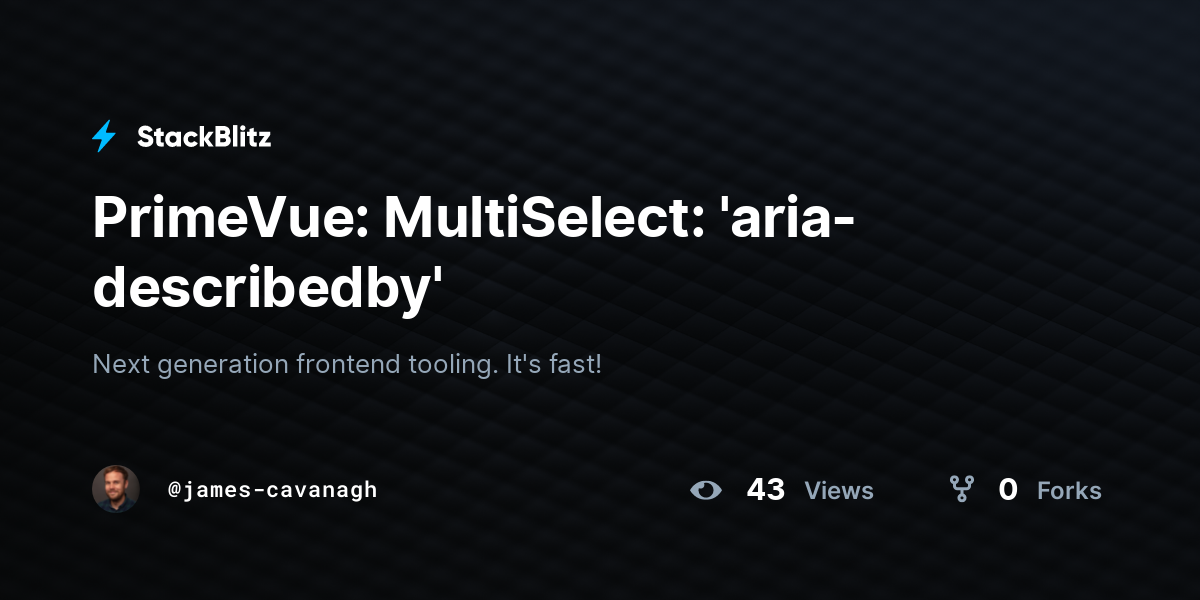 PrimeVue: MultiSelect: 'aria-describedby' - StackBlitz