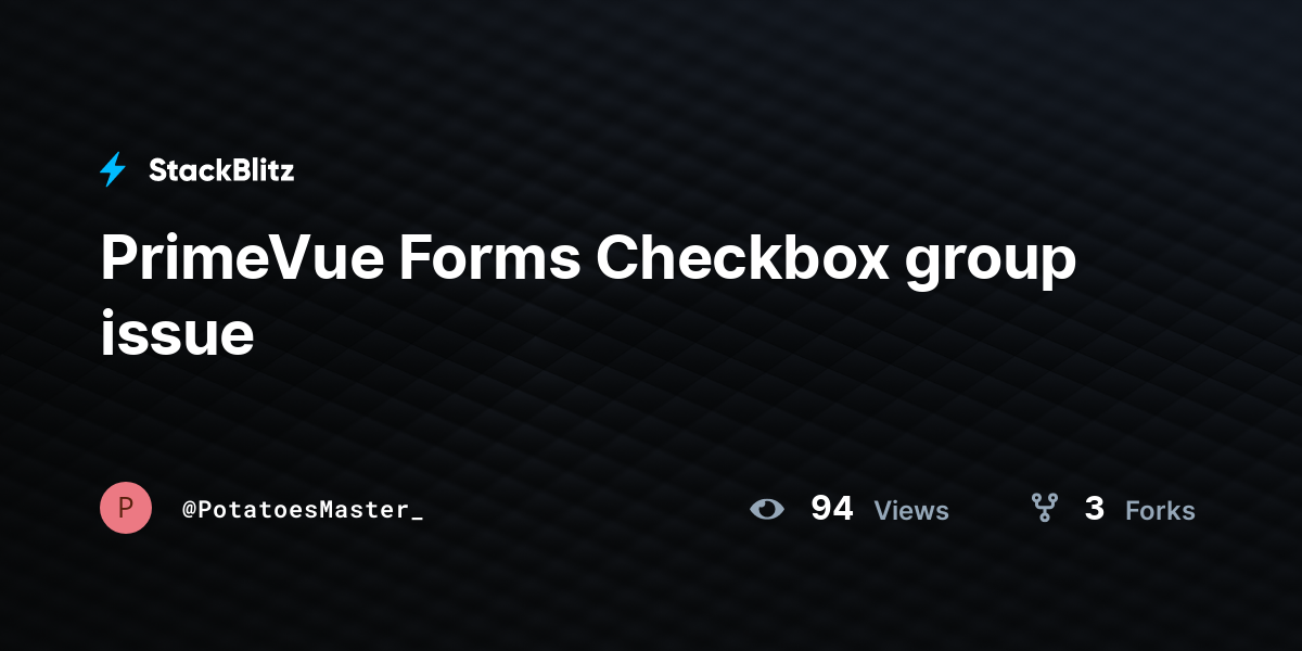 PrimeVue Forms Checkbox group issue - StackBlitz PrimeVue Forms Checkbox group issue - StackBlitz