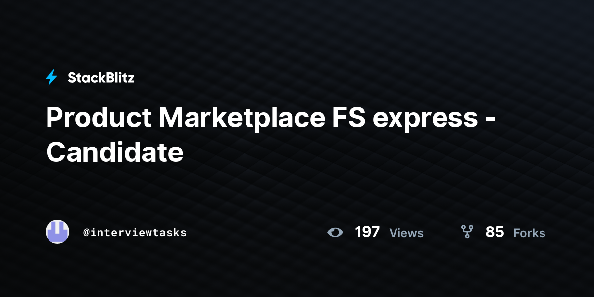 Product Marketplace FS express - Candidate - StackBlitz