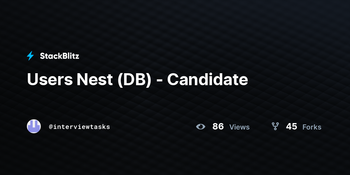 Users Nest (DB) - Candidate - StackBlitz