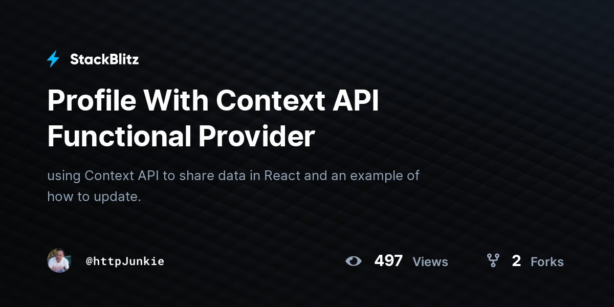 Profile With Context API Functional Provider - StackBlitz
